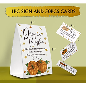 Tesedupoole Baby Shower Diaper Raffle Sign, 50 Guessing Cards, Multicolor, 5x7 Inches