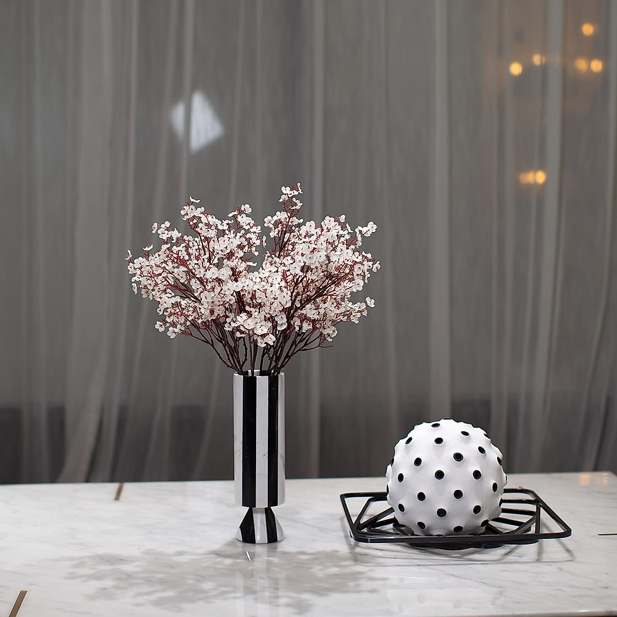 UD Babys Breath Artificial Flowers 8 Bundle Real Touch Fake Gypsophila Plastic Silk Flowers for Home DIY Garden Decor Wedding Party (White)