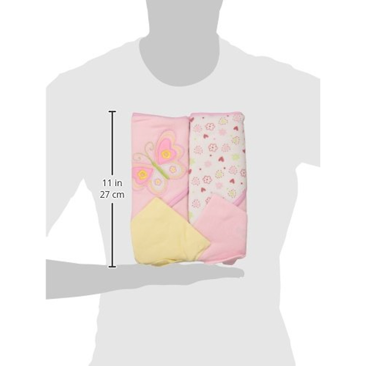 Spasilk Bath Hooded Towels & Washcloths Set for Babies, 2 Hooded Terry Bath Towels & 2 Washcloths, Pink Butterfly