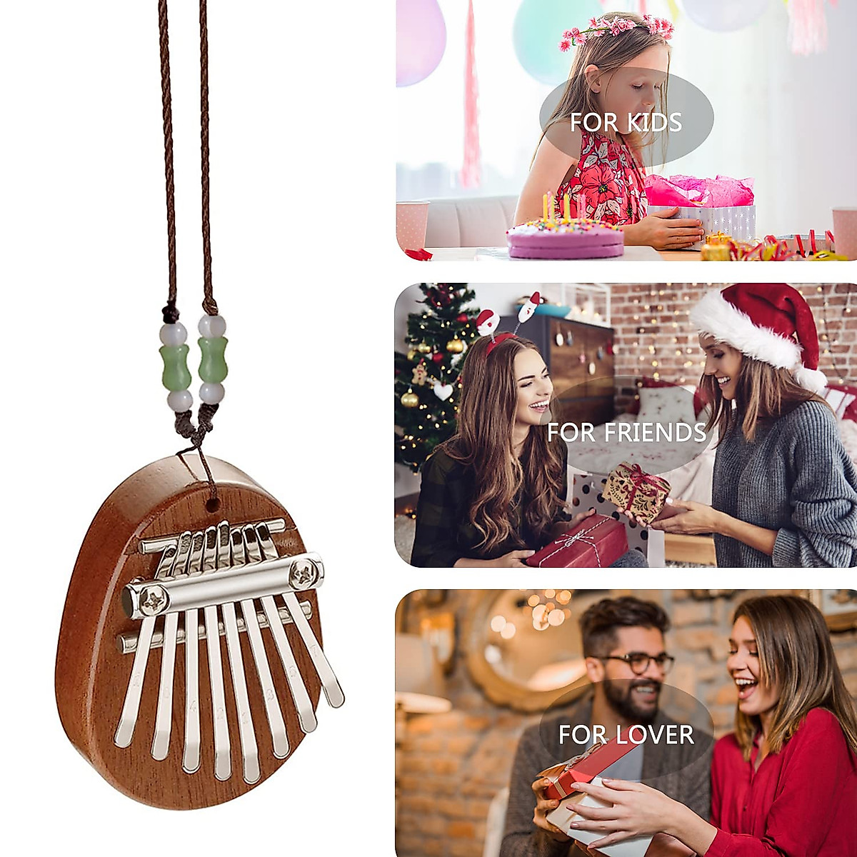 Mini Kalimba 8 Keys Thumb Portable Piano Portable Marimba Musical Thumb Piano with Lanyard, Valentines Gift for Kids Adults Beginners(Mini Kalimba)