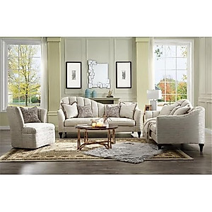 Acme Athalia Fabric Arched Back Sofa in Shimmering Pearl Beige