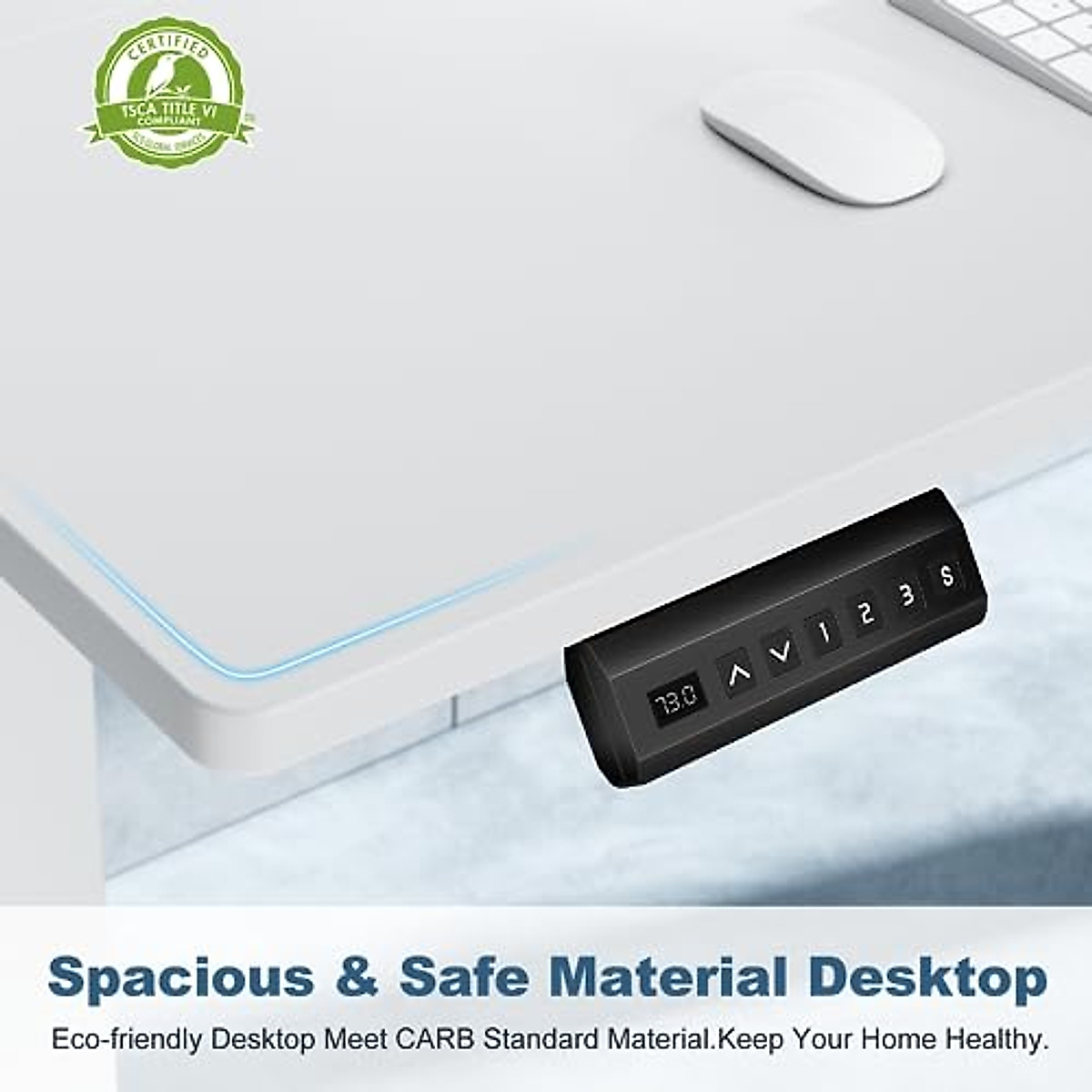 DUMOS Electric Standing Desk-Height Adjustable Table with 3 Memory Presets Ergonomic Computer Workstation with T-Shaped Metal Bracket Suitable for Home Office, 55 x 24 Inches, White