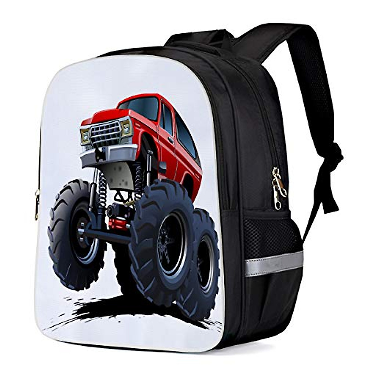Fashion Elementary Student School Bags- Cartoon Monster Truck - Durable School Backpacks Outdoor Daypack Travel Packback for Kids Boys Girls