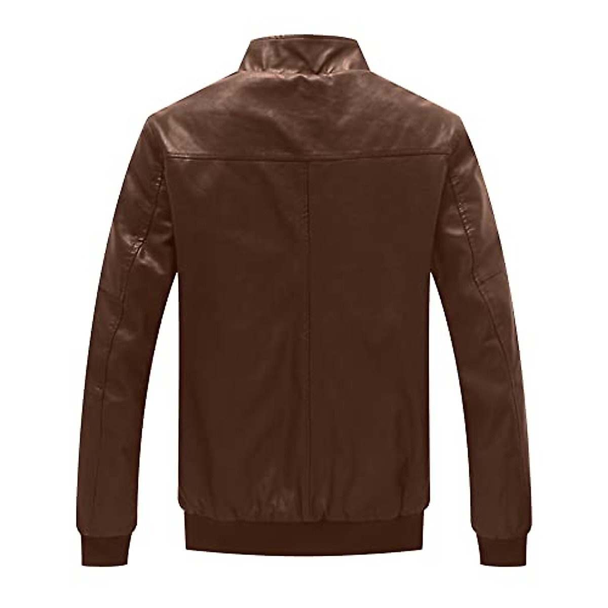 WenVen Men's Stand Collar Fleece Lined Bomber Faux Leather Jacket (Field, M)