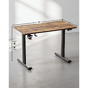 Cubiker 44 x 24 Inch Standing Desk, Stand up Height Adjustable Home Office Electric Table, Sit Stand Desk with Splice Board, Black Frame & Rustic Brown Desktop