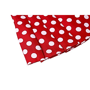Hoerev Red White Polka Dot Mini Plaid Pleated Skater Tennis School Uniform Skirt with Lining Shorts,US 4