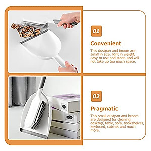 Cabilock 2sets Portable Floor Grey Brush Daily Table Desktop Tabletop Desk Necessity and Mini: Use Handle Countertop Pet Dustpan Sweeper Whisk Hand Kit Car Keyboard Nest Sofa