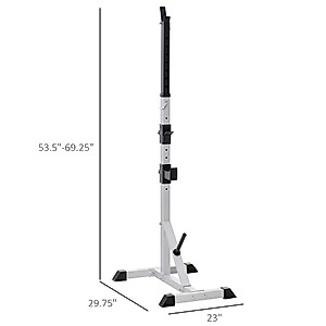Soozier 2-Piece Pair Steel Height Adjustable Barbell Squat Rack and Bench Press 23" x 29.75" x 69.25"