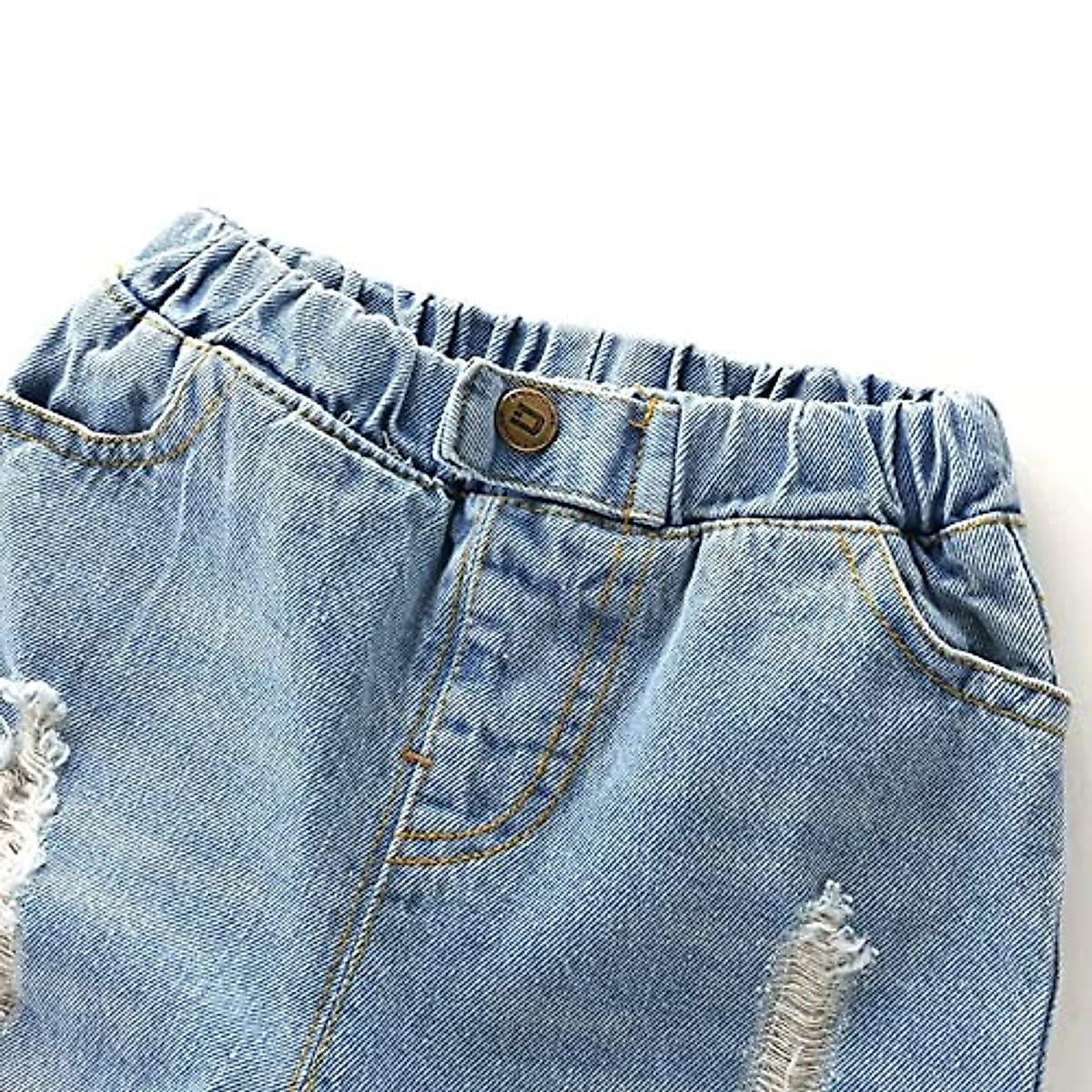 TJTJXRXR Little Baby Boys Girl Ripped Western Jeans Kids Girls Friend Style Denim Pants (2-3Years, Blue)