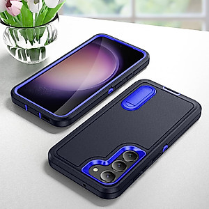 BaHaHoues for Samsung Galaxy S23 Case, Samsung S23 Phone Case with Built in Kickstand, Shockproof/Dustproof/Drop Proof Military Grade Protective Cover for Galaxy S23 5G (Dark Blue/Sapphire)