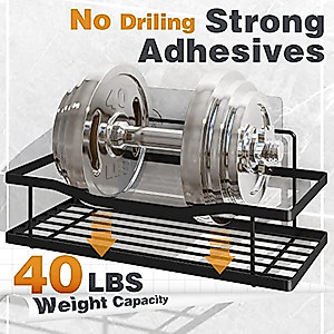 Monjuae Shower Caddy 5 Pack, Bathroom Organizer, Strong Adhesive Shower Shelves, No Drilling, Waterproof, Rustproof Shower Organizer for Inside Shower Rack, Shower Storage for Bathroom, Kitchen,Black