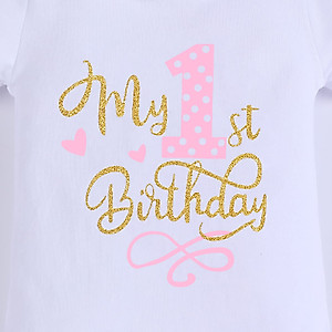 First Birthday Girl Outfit It’s My 1st Birthday Outfits Cake Smash Photo Props Newborn Christmas Outfit Pink Tutu Skirts Set Romper Headband Toddler Summer Clothes Short Sleeve Tutu for Toddler Girls