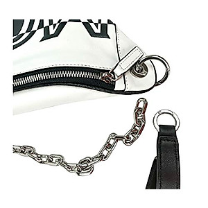 MCM Women's Black/White Contrast Leather Mini Crossbody Chain Bag MWR9ACL12WT001