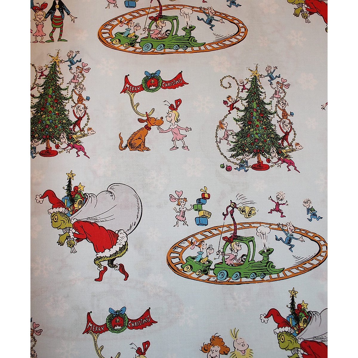 Fabric & Fabric How The Grinch Stole Christmas Fabric Whoville Snowflake Light Blue Sold by Fat Quarter (18 inches X 22 inches ) New BTFQ