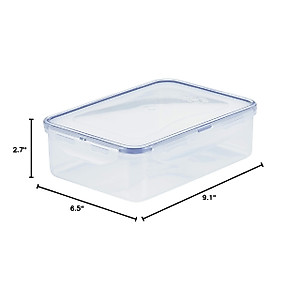 LocknLock Easy Essentials Food Storage lids/Airtight containers, BPA Free, Rectangle-54 oz-for Veggies, Clear