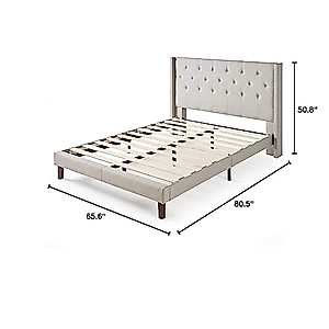 ZINUS Annette Upholstered Platform Bed Frame, Mattress Foundation, Wood Slat Support, No Box Spring Needed, Easy Assembly, Queen