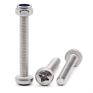 Glvaner (30 Sets) M5-0.8 x 40mm Pan Head Machine Screw and M5-0.8mm Hex Locknuts 304 Stainless Steel 18-8 Full Thread