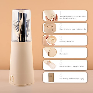 Kitchen Utensil Caddy Organizer, Cutlery Organizer the lid, Countertop Silverware Organizer (beige)