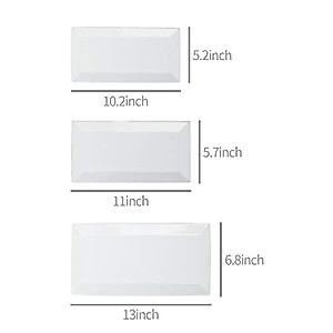 AmazonCommercial 3-Piece Porcelain, Party Platter Appetizer, Dinner, Dessert Set, White