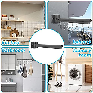 Lxoraziy Laundry Drying Rack Windproof Clothes Hangers with 7 Clips for Drying Socks, Aluminum Underwear Hanger Wall Mount, 180°Rotation, for Laundry, Balcony, Mudroom, Bedroom, Dark Grey Color