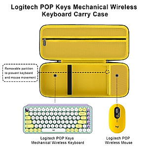 Elonbo Hard Carrying Case for Logitech POP Keys Mechanical Wireless Keyboard, Portable Bluetooth Wireless External Keyboard Travel Case Bag, Extra Mesh Pocket Fits Mouse, Included USB, Dongle, Black