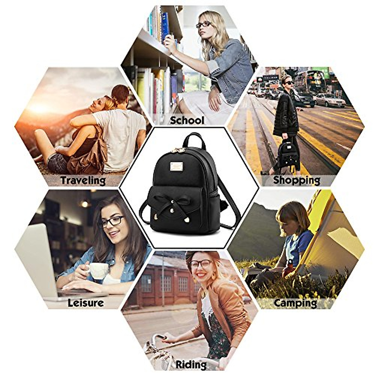 LCFUN Cute Mini Leather Backpack Fashion Small Daypacks Purse for Girls and Women (SKY BLUE)