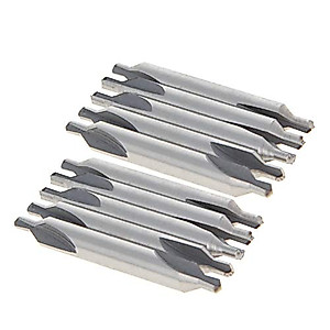 Utoolmart 10 Pcs Center Drill Countersink Lathe Bit Mill Tool, Combined Drills Plain Type Imperial, 1/4-inch Combined Countersinks Drills Set Tool, HSS-6542 Countersinks