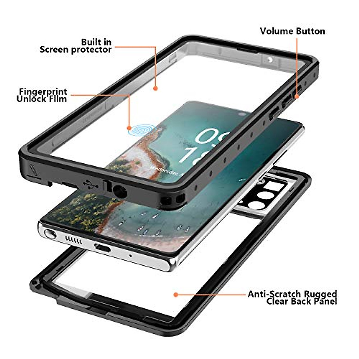 ANTSHARE for Samsung Galaxy Note 20 Case Waterproof, Built in Screen Protector 360° Full Body Heavy Duty Protective Shockproof IP68 Underwater Case for Samsung Galaxy Note 20 6.7inch