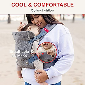 YOU+ME 4-in-1 Baby Carrier Newborn to Toddler - All Positions Baby Chest Carrier - Front and Back Carry Baby Carriers - Includes 2-in-1 Bandana Bib - Baby Holder Carrier for 8-32 lbs (Grey Mesh)