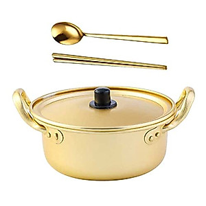 Ramen pot, fast Korean noodle cooker, 3 minute boiler for soup pasta egg, easy light cookware with lid