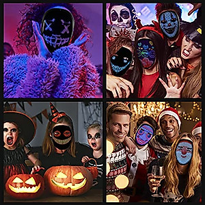 jcwfuno LED masks with Bluetooth programmable, used for costume cosplay party fancy dress party, adults light up rechargeable mask, Halloween party gifts for men ((Rechargeable