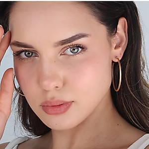 POMINA Classic Gold Hoop Earrings for Women Basic Trendy Tubular Open Round Matte Gold Silver Hoops, 2 Inches (Gold)