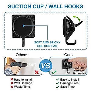 Khdrvok Heavy Duty Vacuum Round Cup Hook, Easy to Install and Remove,Black Plated Plished Super Suction for Kitchen， Bathroom and Restroom， 2pack