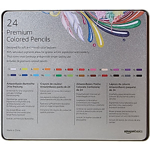 Amazon Basics Premium Colored Pencils, Soft Core, 24 Count (Pack of 1)