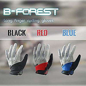 B-Forest Cycling Gloves/Bike Gloves Full Finger Road Bicycle Gloves for Men and Women Mountain Riding Gloves– Anti-Slip 5mm Gel Pad Shock-Absorbing MTB Motorcycle Gloves