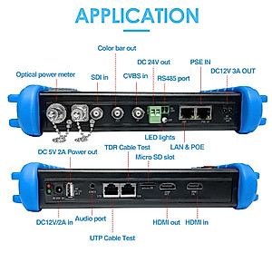 Rsrteng CCTV Camera Tester, IPCXS-ACHIMNORTUV Full Features 7-inch IPS Touch Screen Monitor CCTV Tester with HD-TVI HD-CVI AHD SDI IP Camera Support DMM TDR Features POE WiFi 4K HDMI