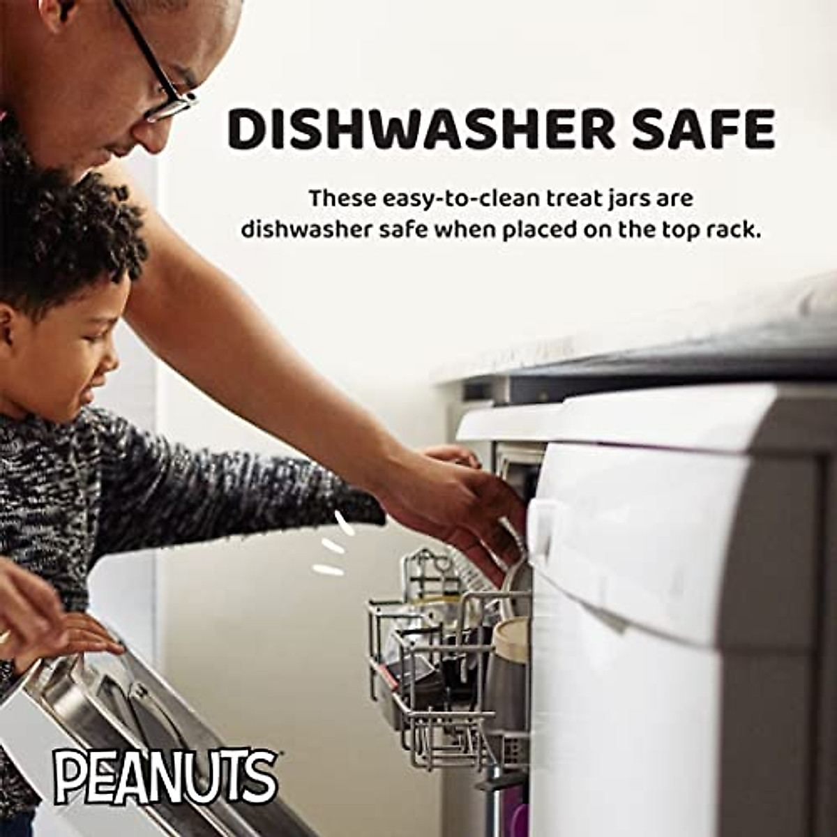 Peanuts for Pets Snoopy Dog Treat Jar | 10 x 5 Snoopy Repeating Pattern Ceramic Dog Treat Jar with Lid, Dishwasher Safe Red and White Dog Food Storage Cylinder, (FF17834)