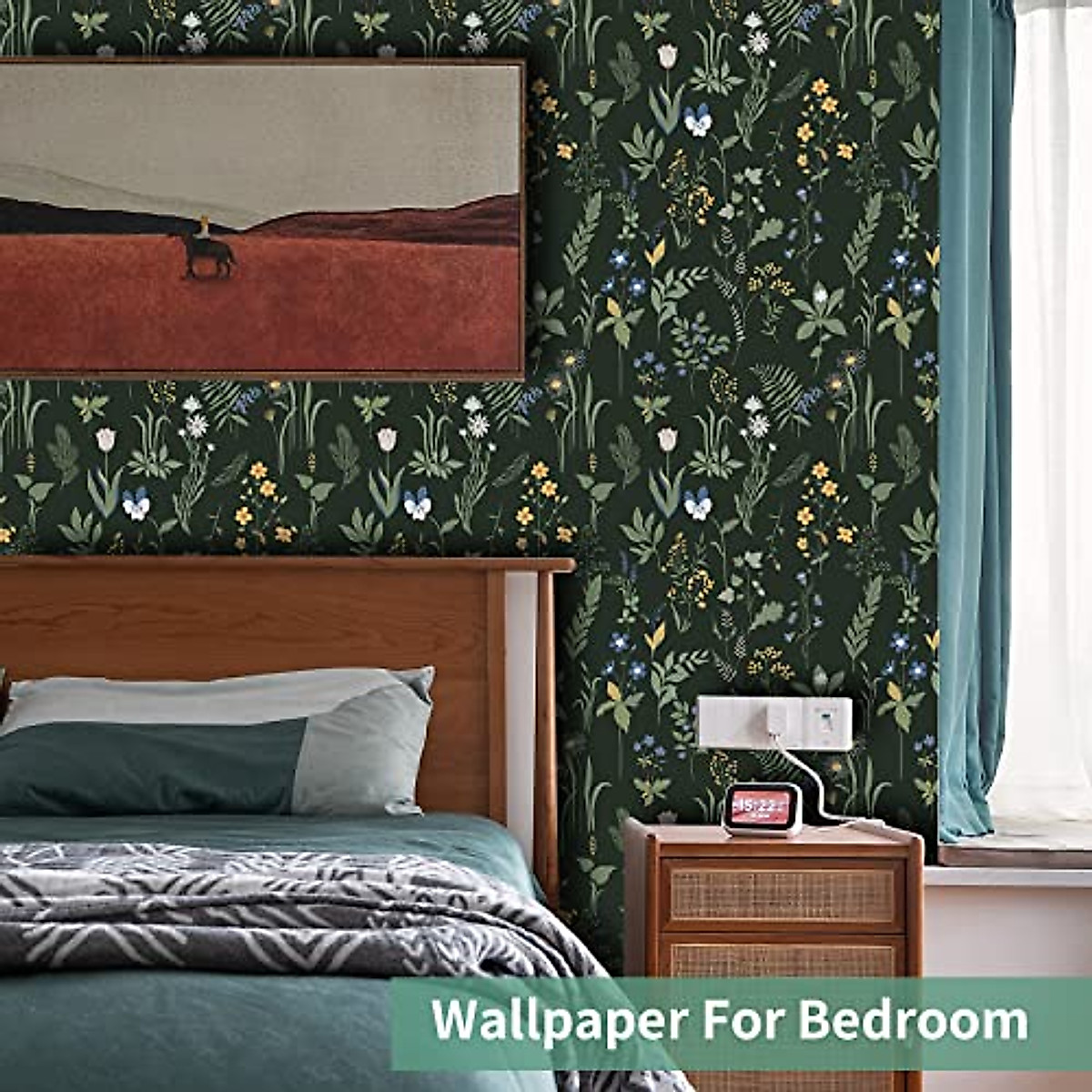 Cismmy Floral Removable Peel-and-Stick Wallpaper - Vintage Boho Design for Bedrooms, Bathrooms, Cabinets - Renter-Friendly, Easy Install, 118" x 17.7"