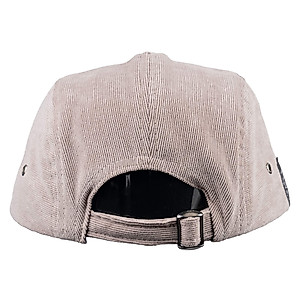 FLVFF 5 Panel Hat for Men Women Flat Brim Baseball Cap Urban Street Camper Hats (F1) (Beige Corduroy)