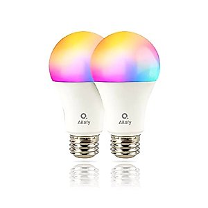 Ailofy LED Smart Light Bulbs, 16M Color Changing Dimmable, Works with Alexa & Google Assistant, RGBCW Colored Bulb, Bluetooth WiFi Light Bulbs, A19 E26, 9W 800LM, 1800K-6500K Tunable White, 2 Pack