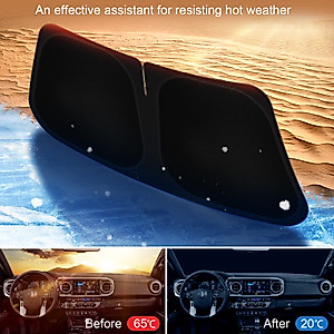 Car Windshield Sun Shade Compatible with 2016 2017 2018 2019 2020 2021 2022 2023 2024 Toyota Tacoma Accessories Foldable Sunshade Truck Custom Windshield Sun Visor