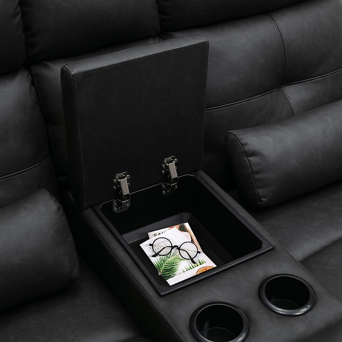 Consofa Power Recliner Sofa Set for Living Room, 2 Pieces Recliner Furniture Sofa Set, Power Reclining Sofa and Loveseat Set with Massage and Heat, Reclining Loveseat with Console for Living Room