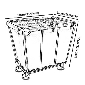 PHULJHADI Large Stainless Steel Trolley with Wheels - Heavy Duty Rolling Laundry Cart for Industrial,Home，Rolling Laundry Basket/Blue