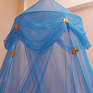 Glamorstar Bed Canopy for Girls Princess Mosquito Net Glow in The Dark Stars and Moon Crib Hanging Tent Bedroom Decor Gift for Kids Pink