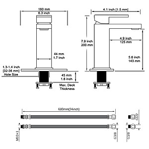 AVSIILE Matte Black Bathroom Faucet, Single Hole Vanity Bath Faucet, Single Handle Modern Stainless Steel Bathroom Faucets for Sink 1 Hole with Pop Up Drain Stopper & Water Supply Hoses