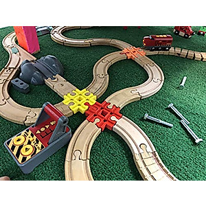 TrainLab Cross Track Connector with Dog Bones for Wooden Railway (Red)