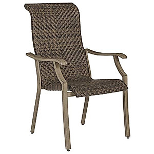 Signature Design by Ashley Windon Barn Outdoor Resin Wicker Patio Arm Chair, 4 Count, Brown