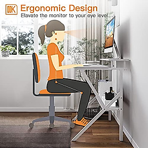 ODK Small Computer Desk, 27.5 inch Desk for Small Spaces with Storage, Compact Table with Monitor & Storage Shelves for Home Office, Modern Style Laptop Desk, Pure White