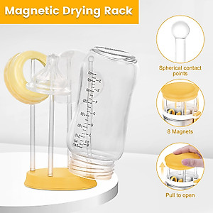 welltop Travel Bottle Cleaner Kit, Portable Baby Bottle Brush Set with Silicone Bottle Cleaning Brush, Built-in Bottle Drying Rack, Nipple Brush, Straw Brush, Bottle Soap Dispenser for Travel Home