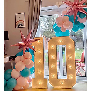 50pcs Pink Star Balloons Mylar, Pink Spike Explosion Star Foil Balloons Metallic, Pink Starburst Cone Point Star Balloons for Bachelorette, Baby Shower, Valentines Day, Birthaday, Wedding Decorations